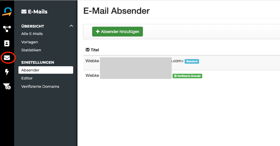 E-Mail-Absender einrichten – Quentn Hilfe